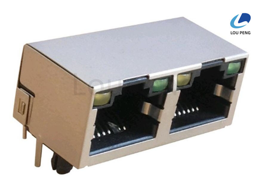 Black RJ45 LAN Connector Current Rating 1.5 AMP Through Hole Surface ...